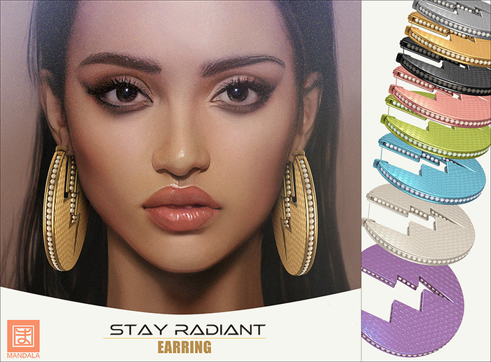 Second Life Marketplace - ALL COLORS [MANDALA]STAY RADIANT-Earring